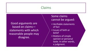 Arguing and Evidence: Writing Academic Essays | PPTX