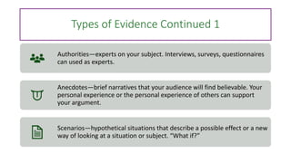 Arguing and Evidence: Writing Academic Essays | PPTX