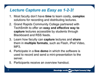 Lecture Capture as easy as 1-2-3 | PPT