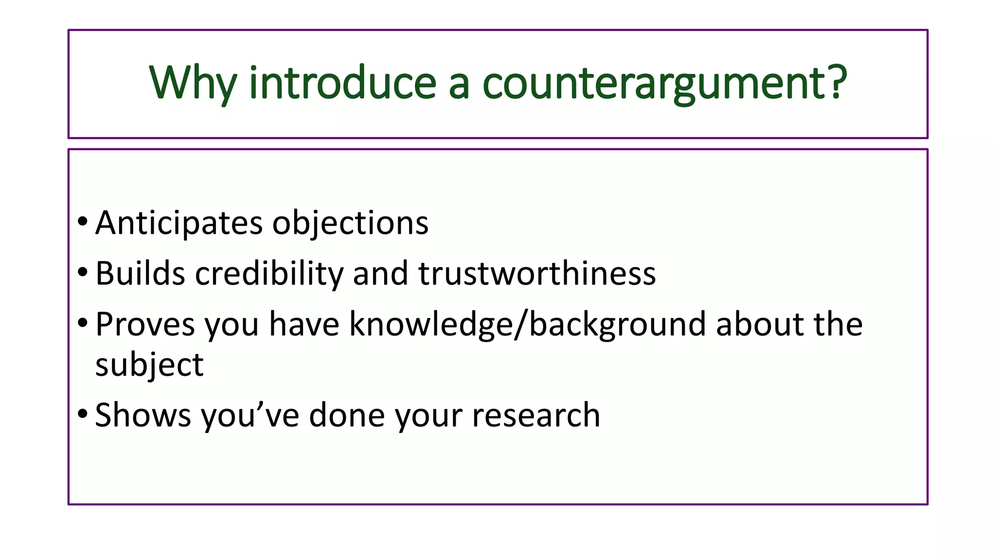 Counterargument and Refutation Paragraphs | PPTX
