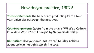 Counterargument and Refutation Paragraphs | PPTX