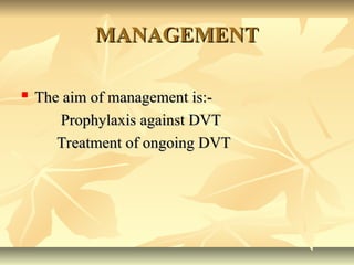 LECTURE - deep vein thrombosis.ppt vein thrombosis | PPT