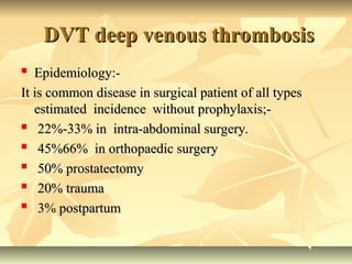 LECTURE - deep vein thrombosis.ppt vein thrombosis | PPT