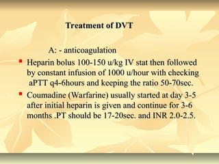 LECTURE - deep vein thrombosis.ppt vein thrombosis | PPT