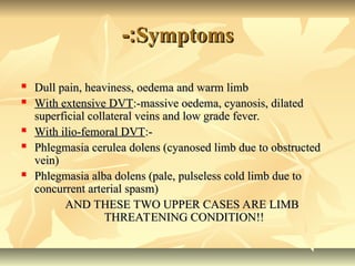 LECTURE - deep vein thrombosis.ppt vein thrombosis | PPT