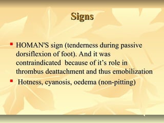 LECTURE - deep vein thrombosis.ppt vein thrombosis | PPT