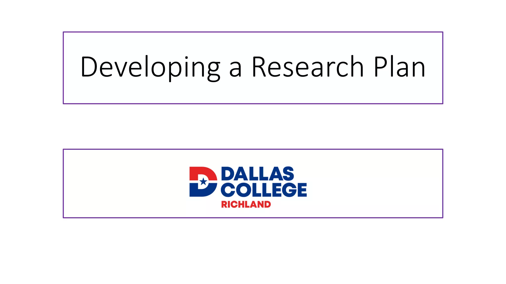 Developing a Research Plan | PDF