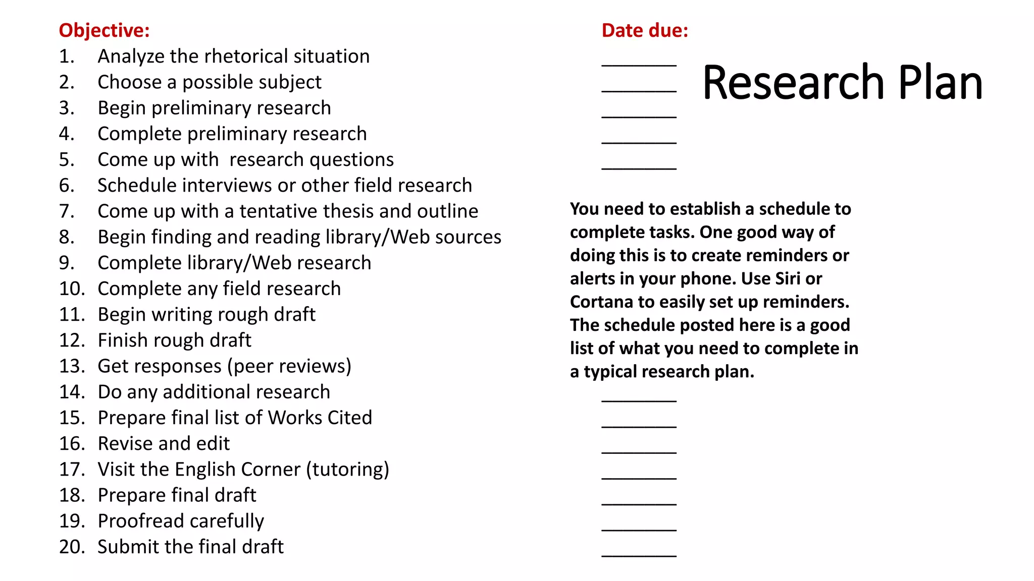 Developing a Research Plan | PDF