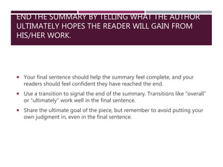 Lecture - Effective Summaries | PPT