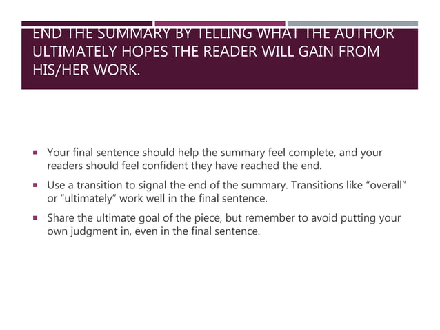 Lecture - Effective Summaries | PPT