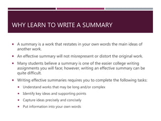 Lecture - Effective Summaries | PPT
