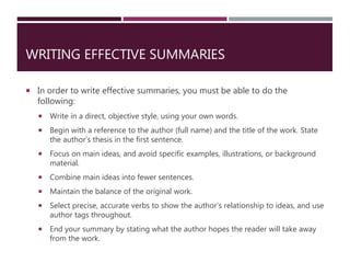 Lecture - Effective Summaries | PPT