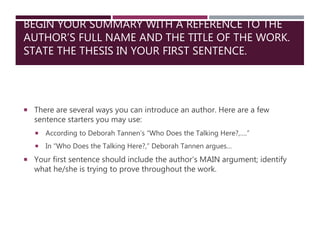 Lecture - Effective Summaries | PPT