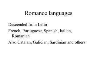 European Languages - history and evolution | PPT