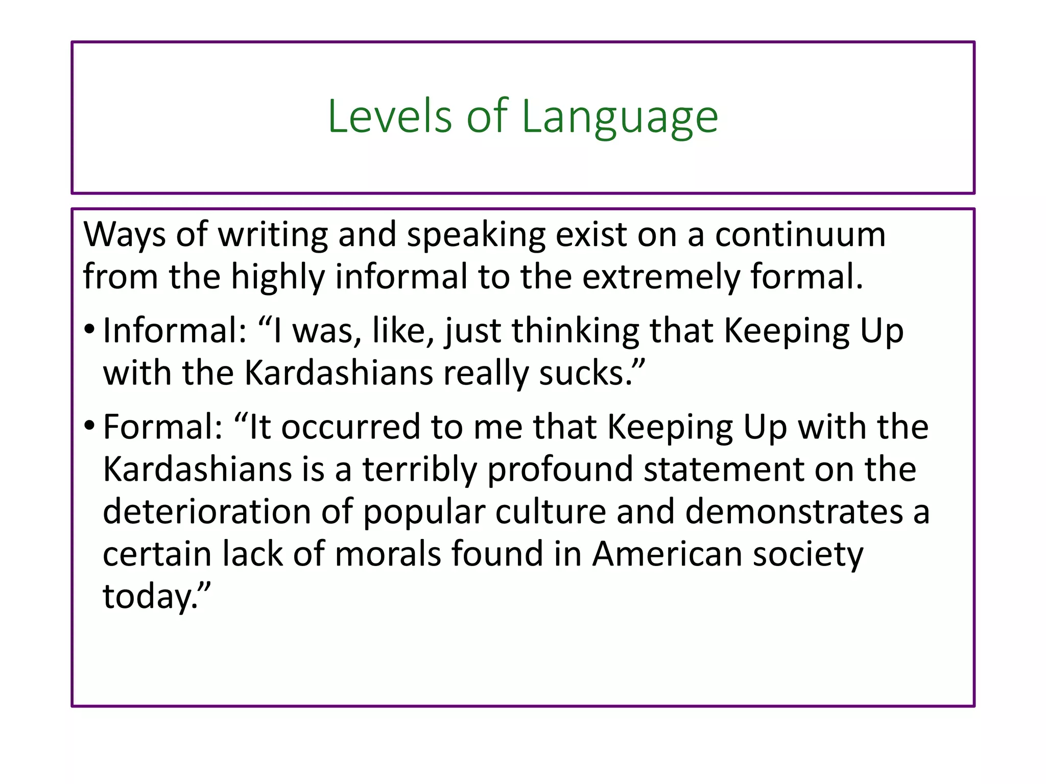 Finding Your Voice: Formal vs Informal Language | PPT