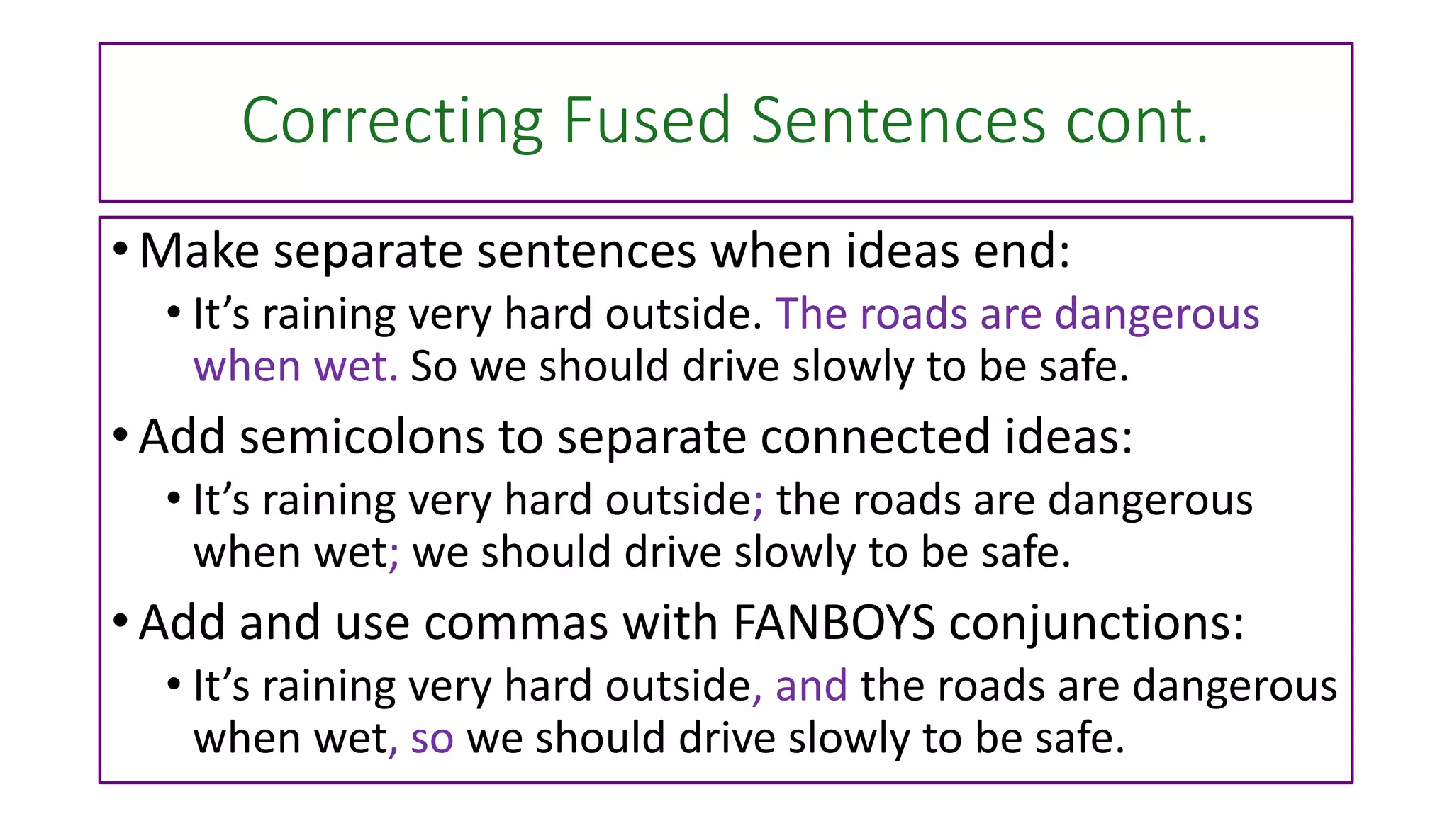 Run-ons and Fragments | PPTX