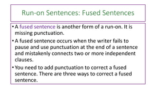 Run-ons and Fragments | PPTX