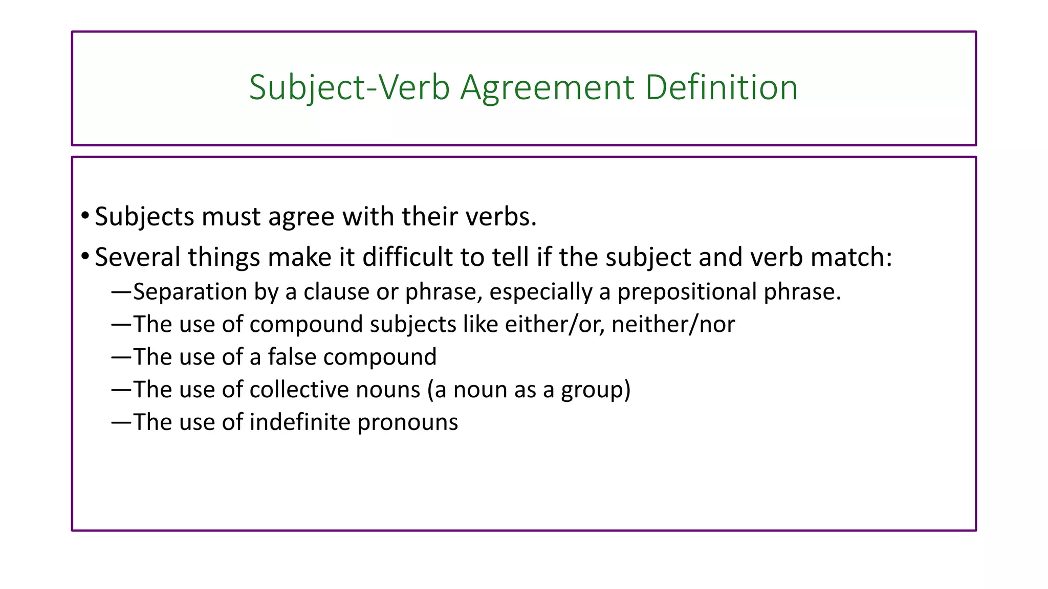 Subject-Verb Agreement | PPTX