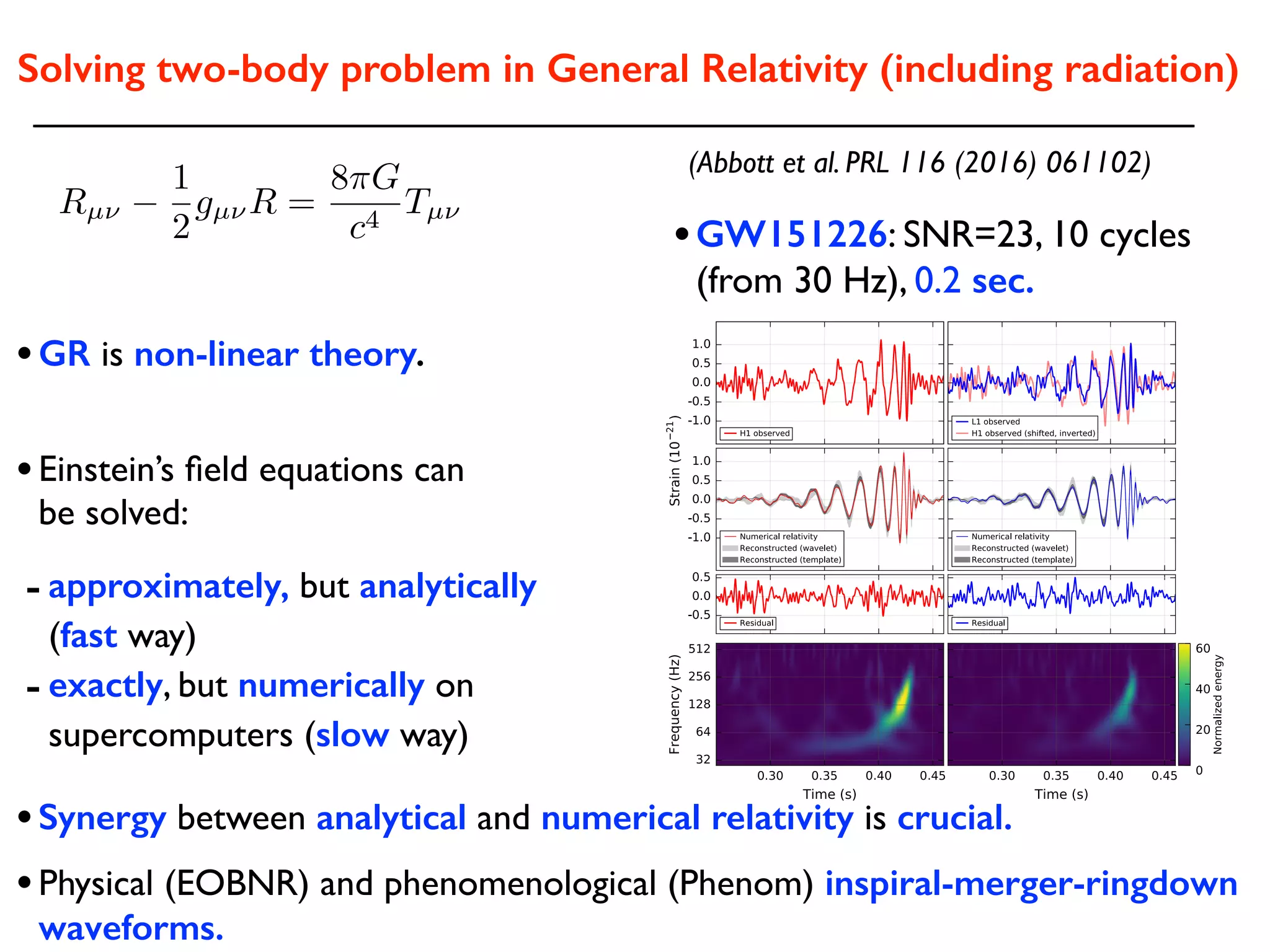 The Analytical/Numerical Relativity Interface behind Gravitational Waves: Lecture I - Alessandra ...