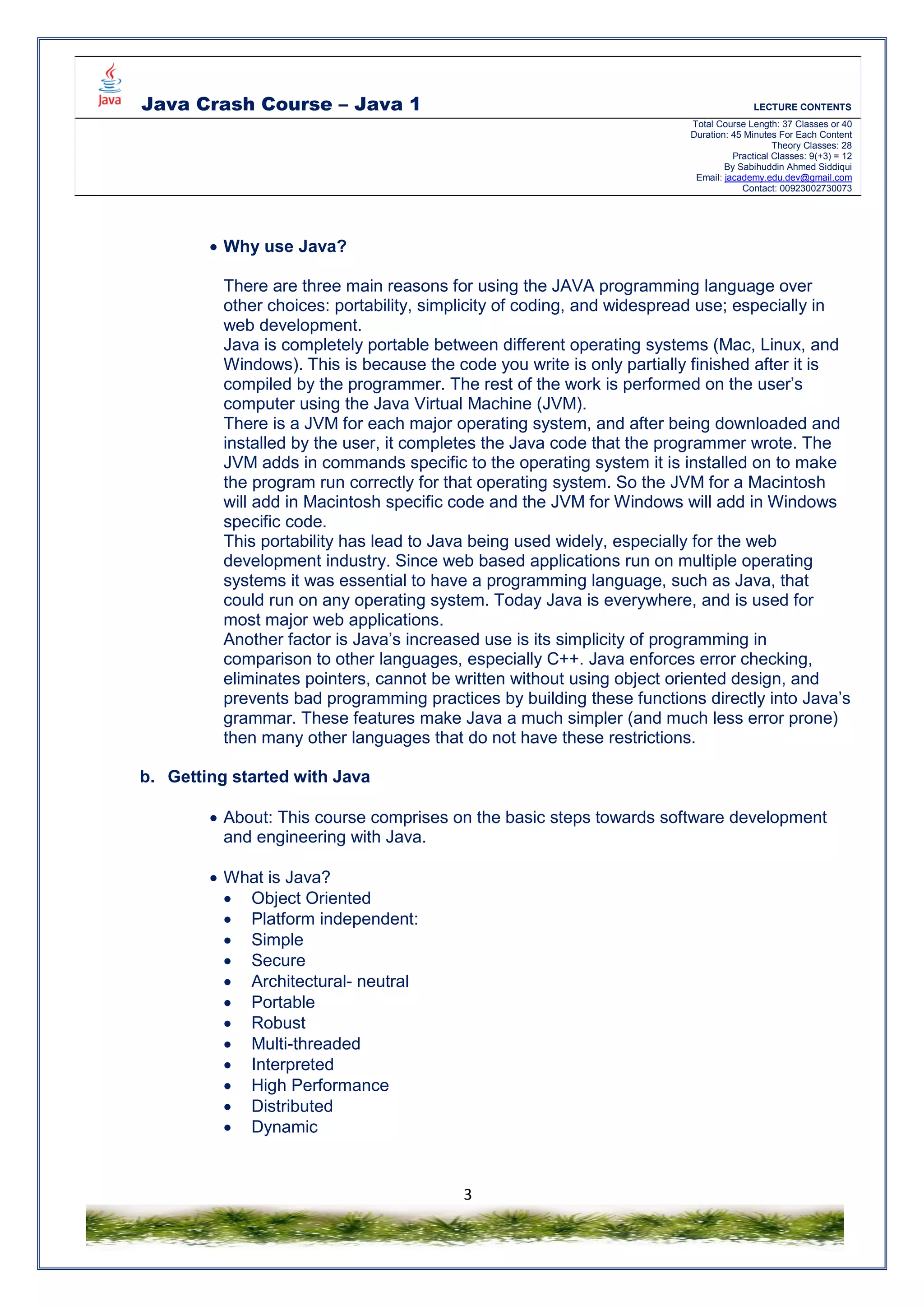 JAVA Crash Course-JAED By Sabihuddin Ahmed Siddiqui | PDF