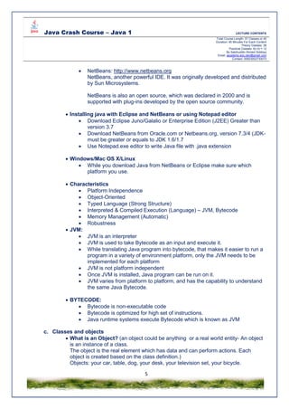 JAVA Crash Course-JAED By Sabihuddin Ahmed Siddiqui | PDF