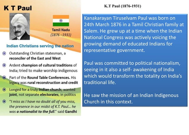 Lecture : K.T Paul (1876-1931) | PPTX