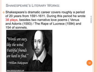 (Shakespeare/Literary works) Rahmatullah Katawazai's Lecture | PPTX