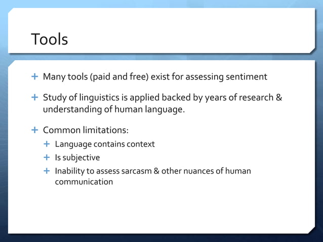 Intro to Sentiment Analysis: What it is, how to conduct it, and what are its limitations? | PPT