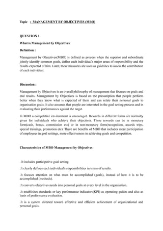 Lecture note-11-mbo-mgt-by-objetives | DOC | Business | Business and ...