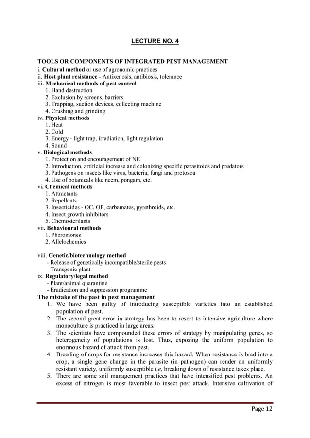 Lecture Notes Ipdm Pdf Agriculture Industries