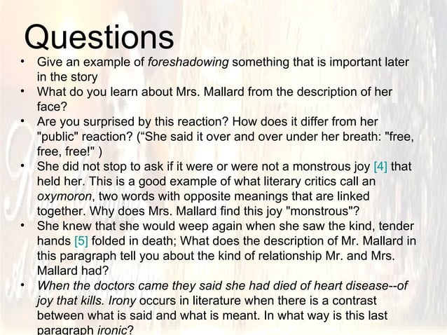 Lecture notes on Kate Chopin's The story of an hour | PPT