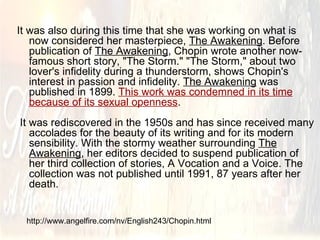 Lecture notes on Kate Chopin's The story of an hour | PPT