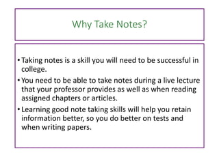 Note Taking | PPTX