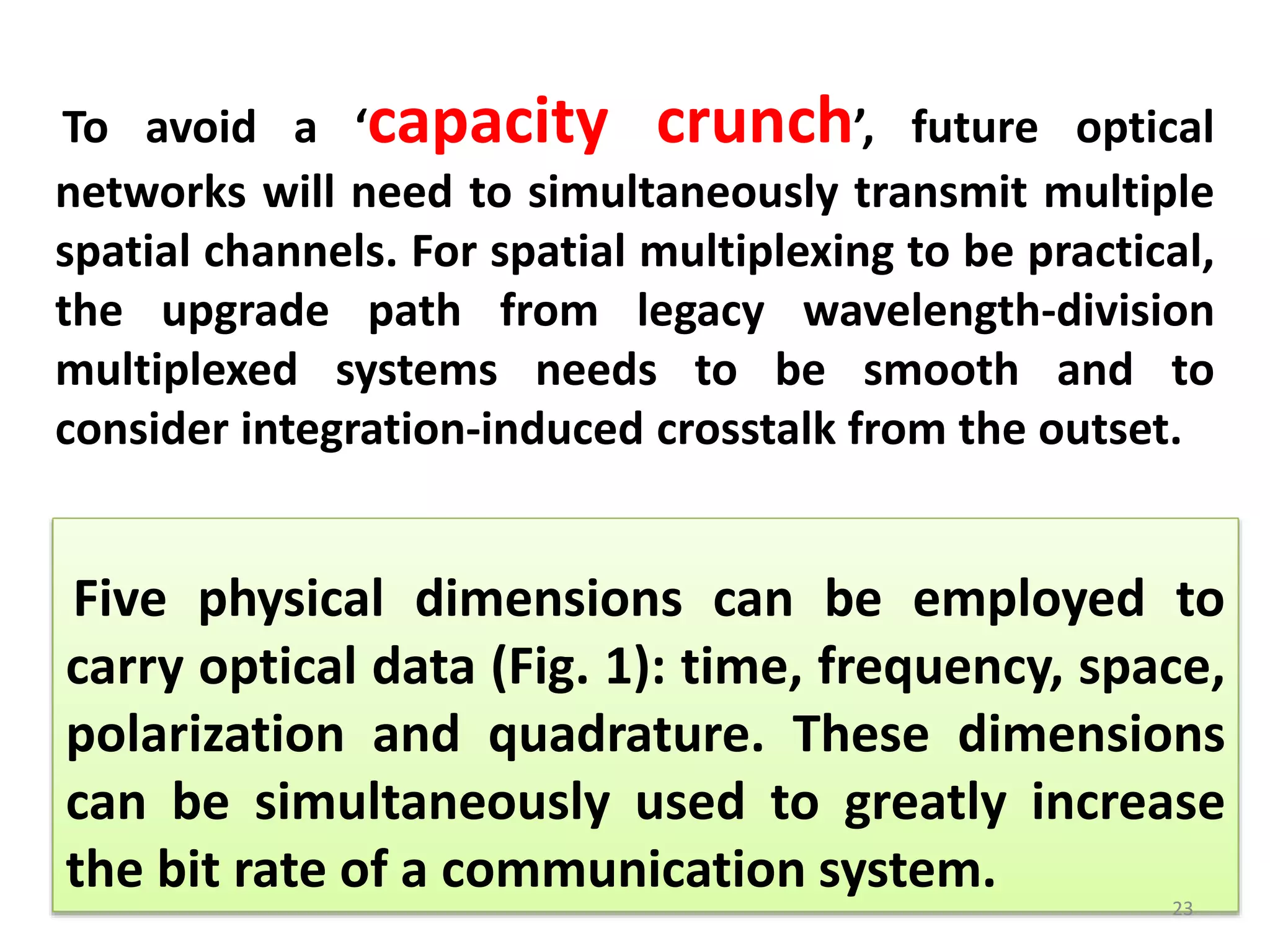 optical space division multiplexing | PPTX | Computer Networking | Computing