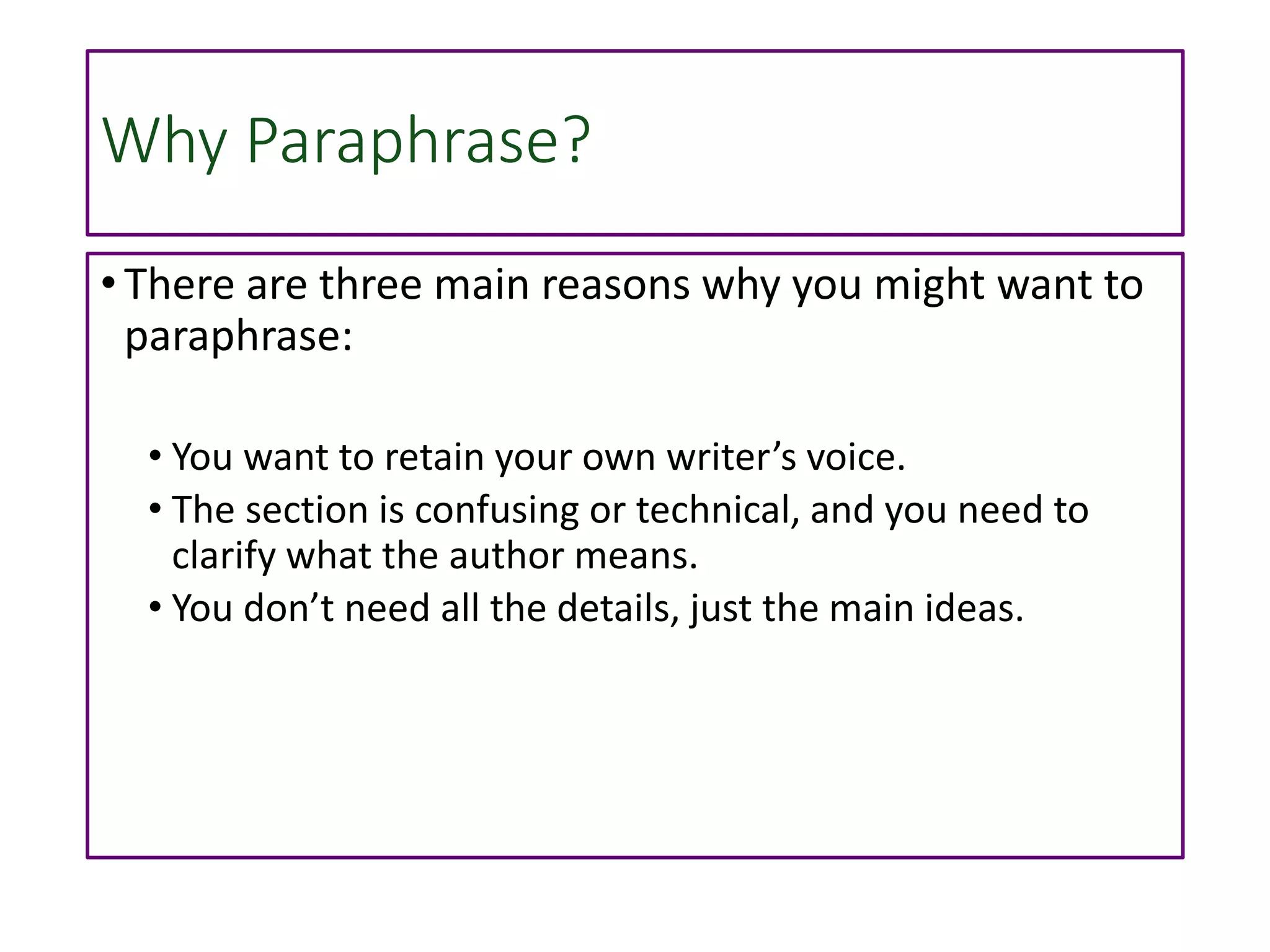 Lecture - Paraphrasing | PPTX