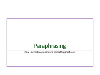 Lecture - Paraphrasing | PPTX