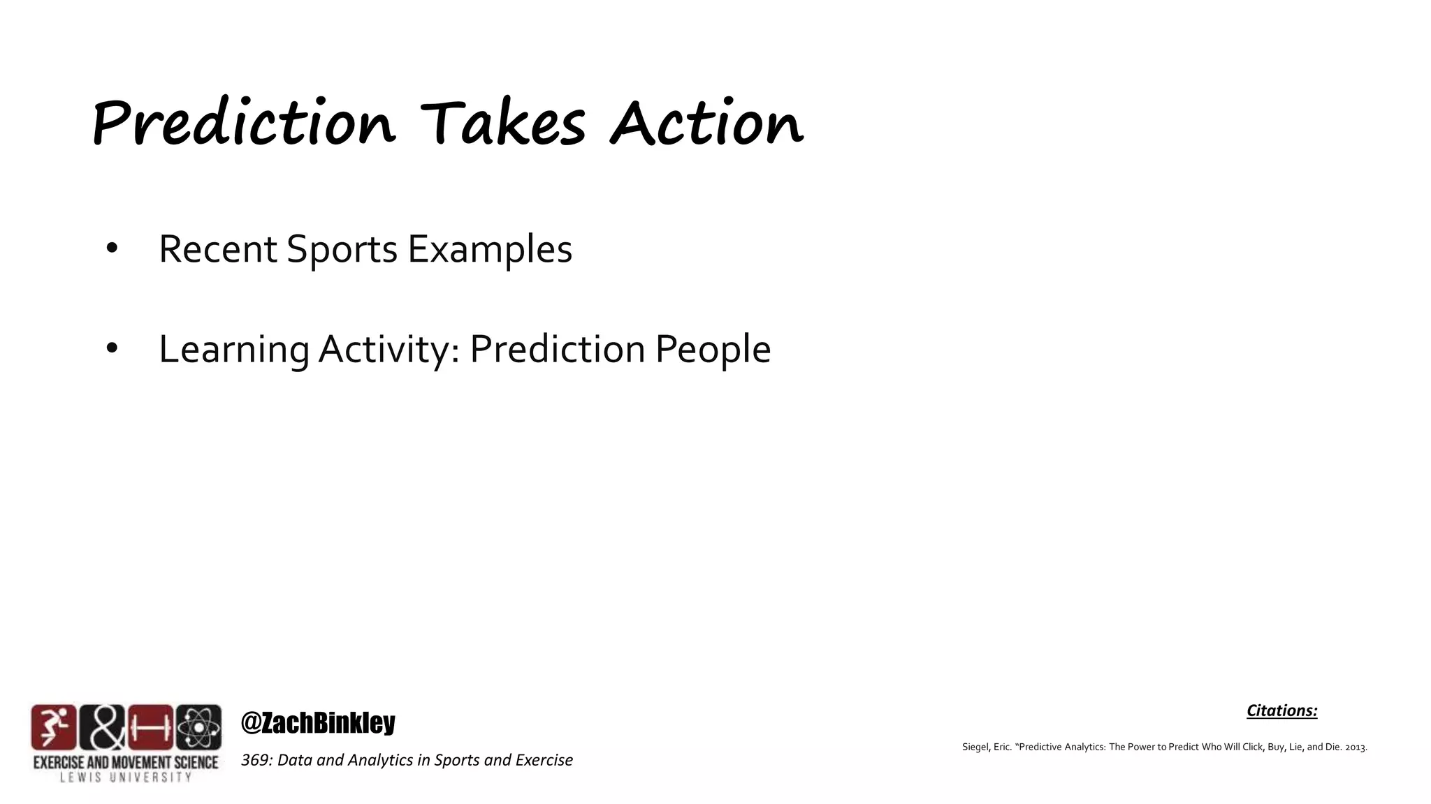 Lecture Predictive Analytics: Sports | PPTX