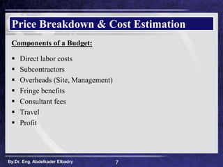 Lecture -Price Breakdown and cost Estimation (1).pdf