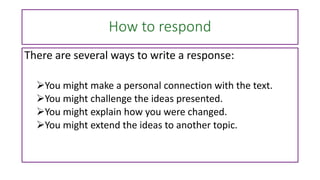 Responding to a Text | PPTX