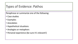 Lecture - Supporting Argumentative Paragraphs | PPT