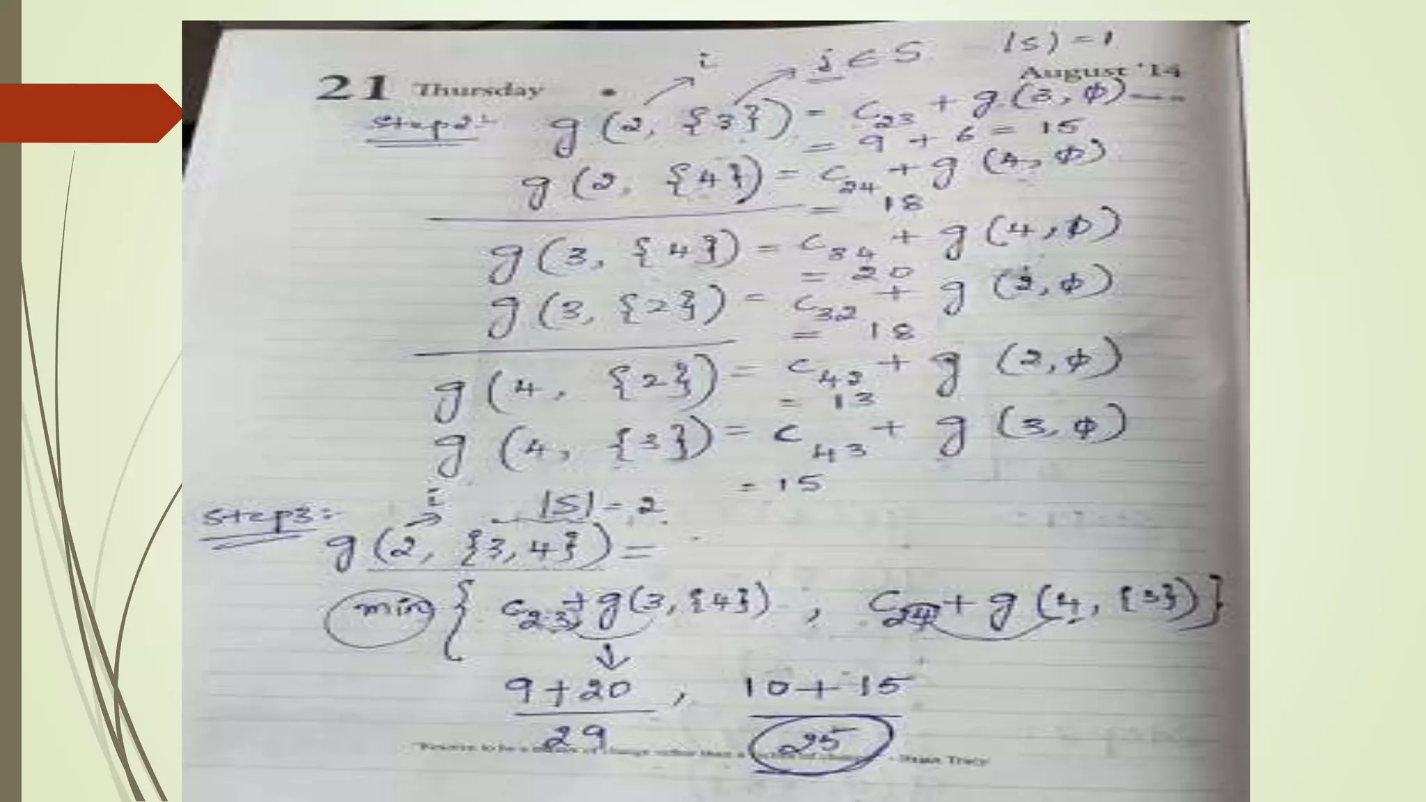 Lecture travelling salesman problem using dp | PPTX