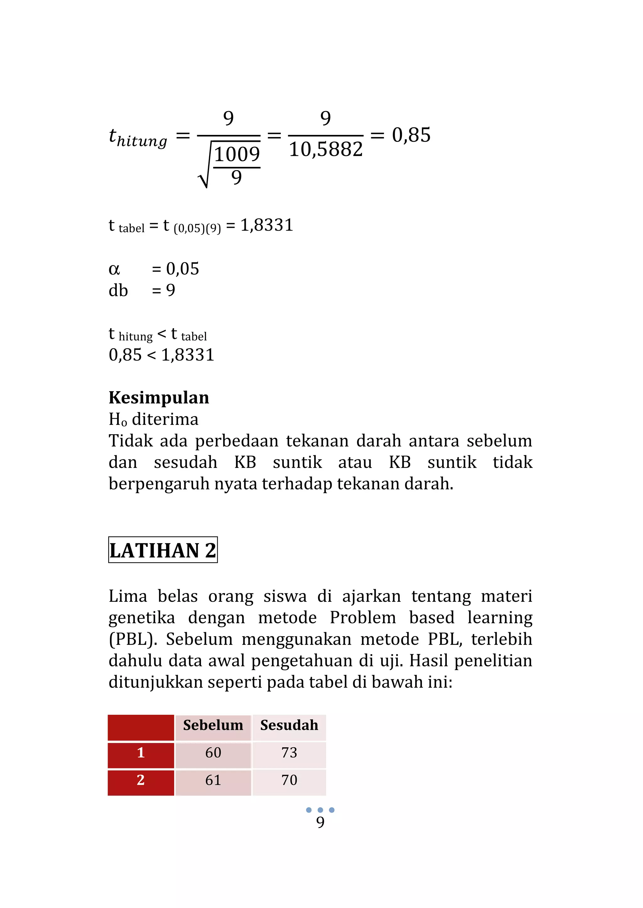 Pengantar Uji T | PDF