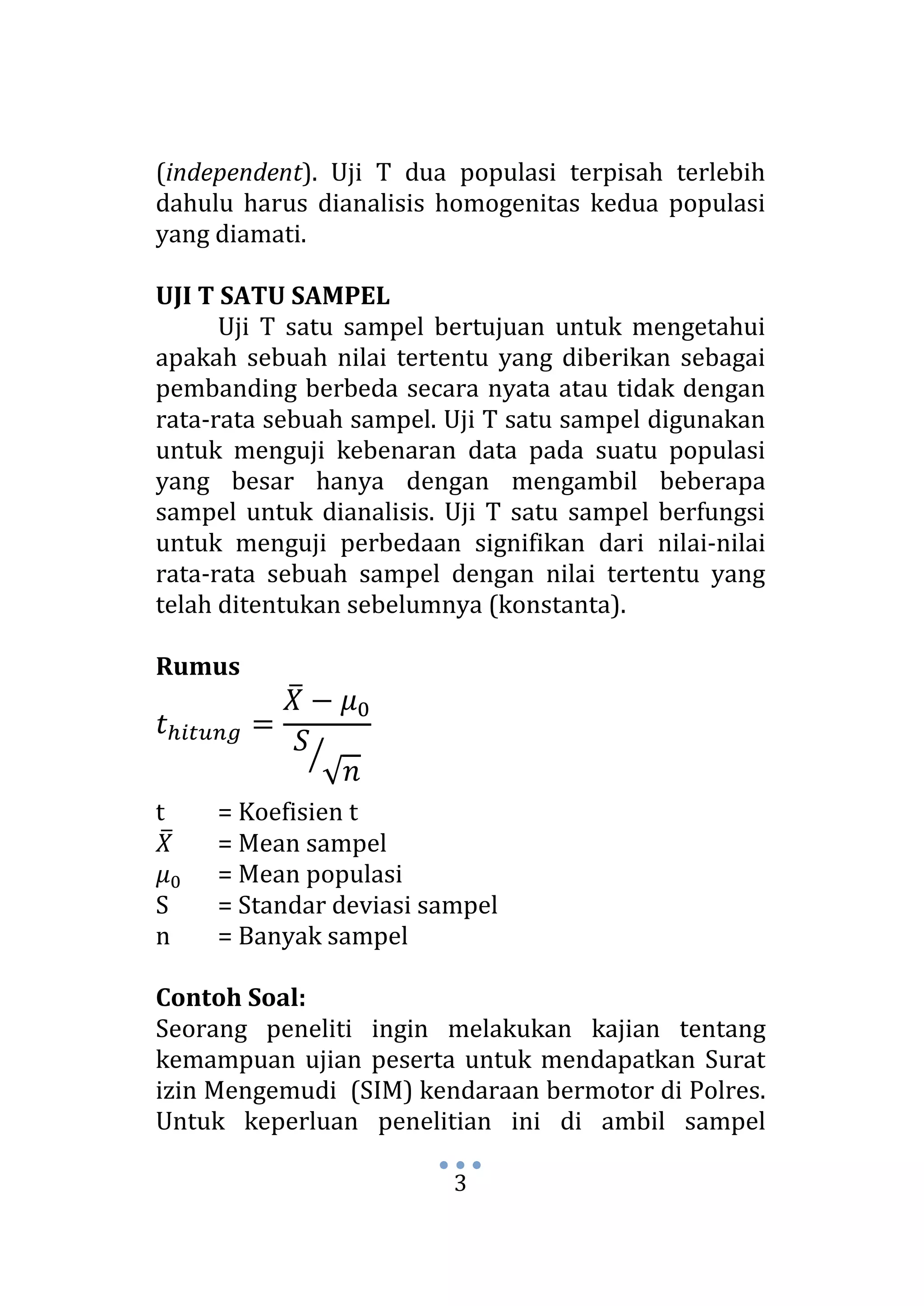 Pengantar Uji T | PDF