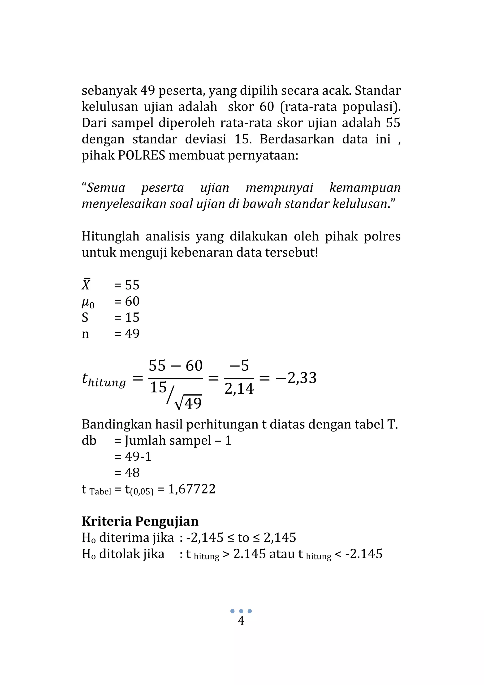 Pengantar Uji T | PDF