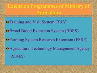 Extension Programmes of Ministry of Agriculture | PPTX