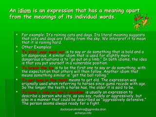 Lecture viii idioms | PPT