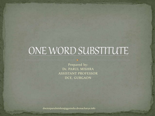 Lecture vii one word substitute | PPT