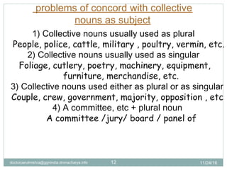 Lecture xi- xiii sub- verb concord | PPT
