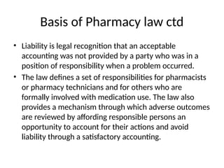 The introduction to the pharmacy law and ethics | PPTX