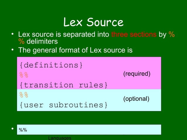 Lex and Yacc ppt | PPT | Programming Languages | Computing